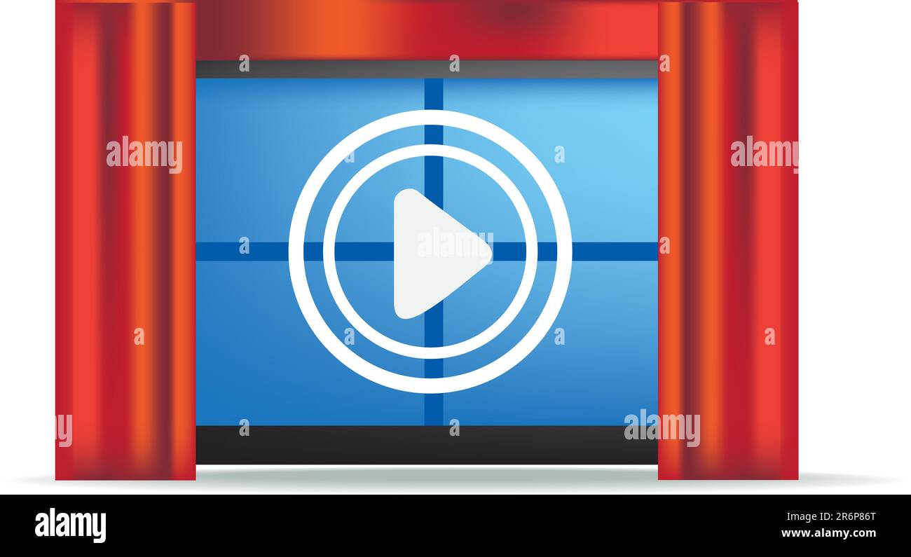 cinema or movie theatre screen with red curtains Stock Vector Image ...