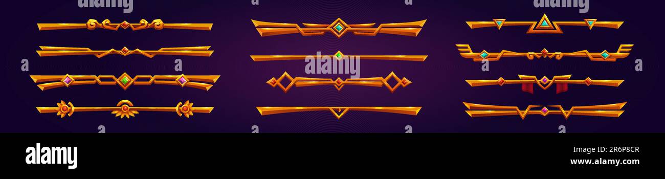 Golden fantasy game border ui button frame design. Medieval gold metal ...