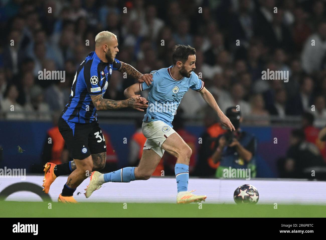 Istanbul, Turkey. 10th June 2023. Bernardo Silva (Manchester City)Federico Dimarco (Inter ...