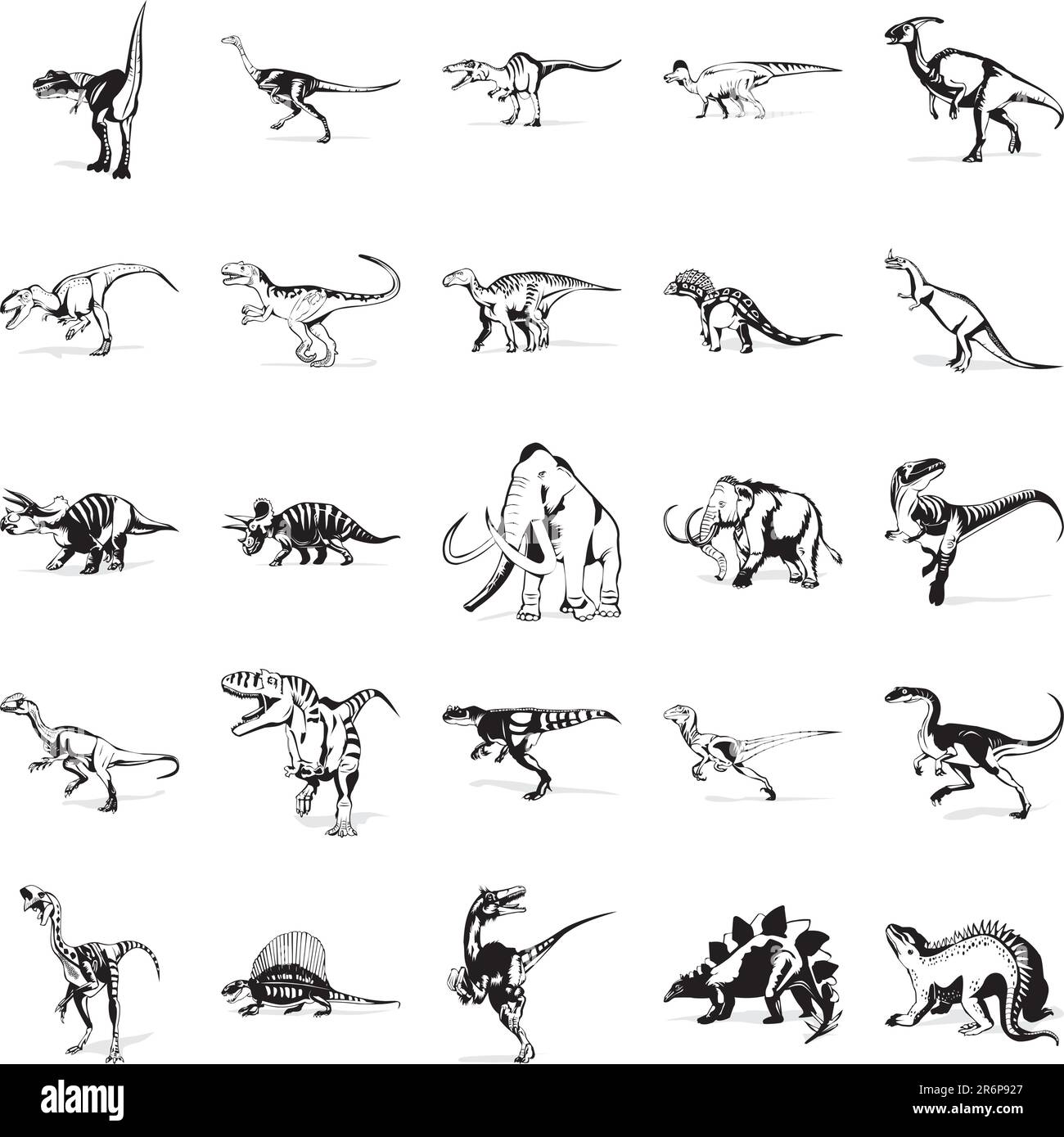 25 smooth vector clipart illustration of various dinosaurs Stock Vector ...