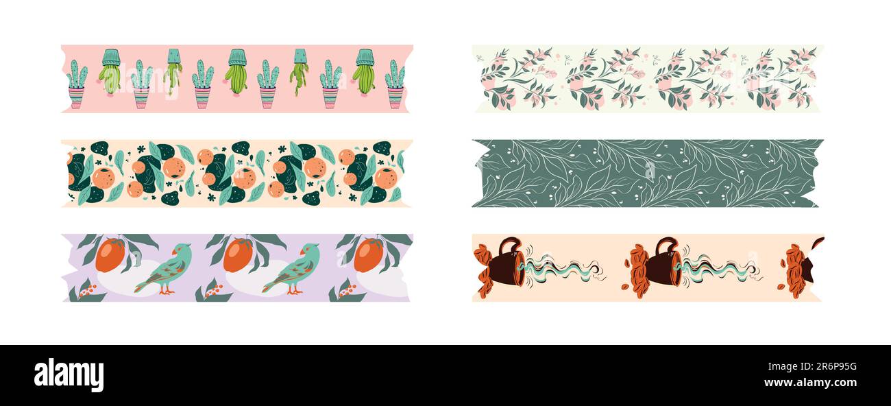 Scrapbook craft cute paper tape adhesive vector sticker isolated ...