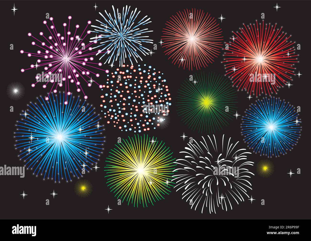 Beautiful holiday fireworks in Stock Vector Images - Alamy