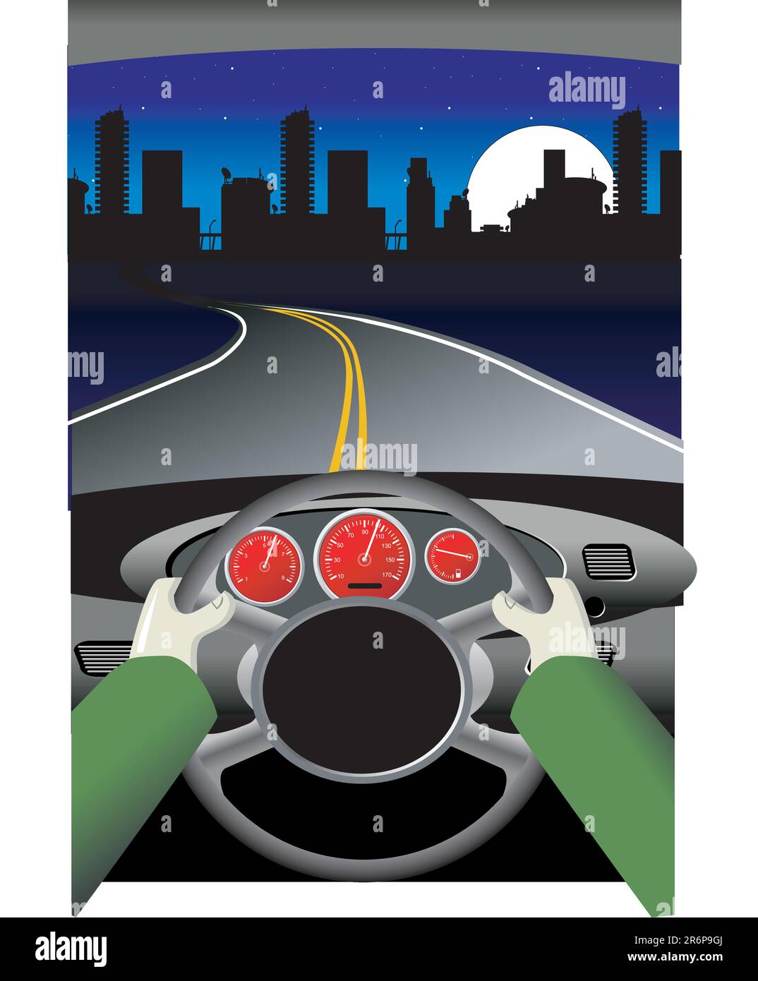 Car drive night road Stock Vector Images - Alamy