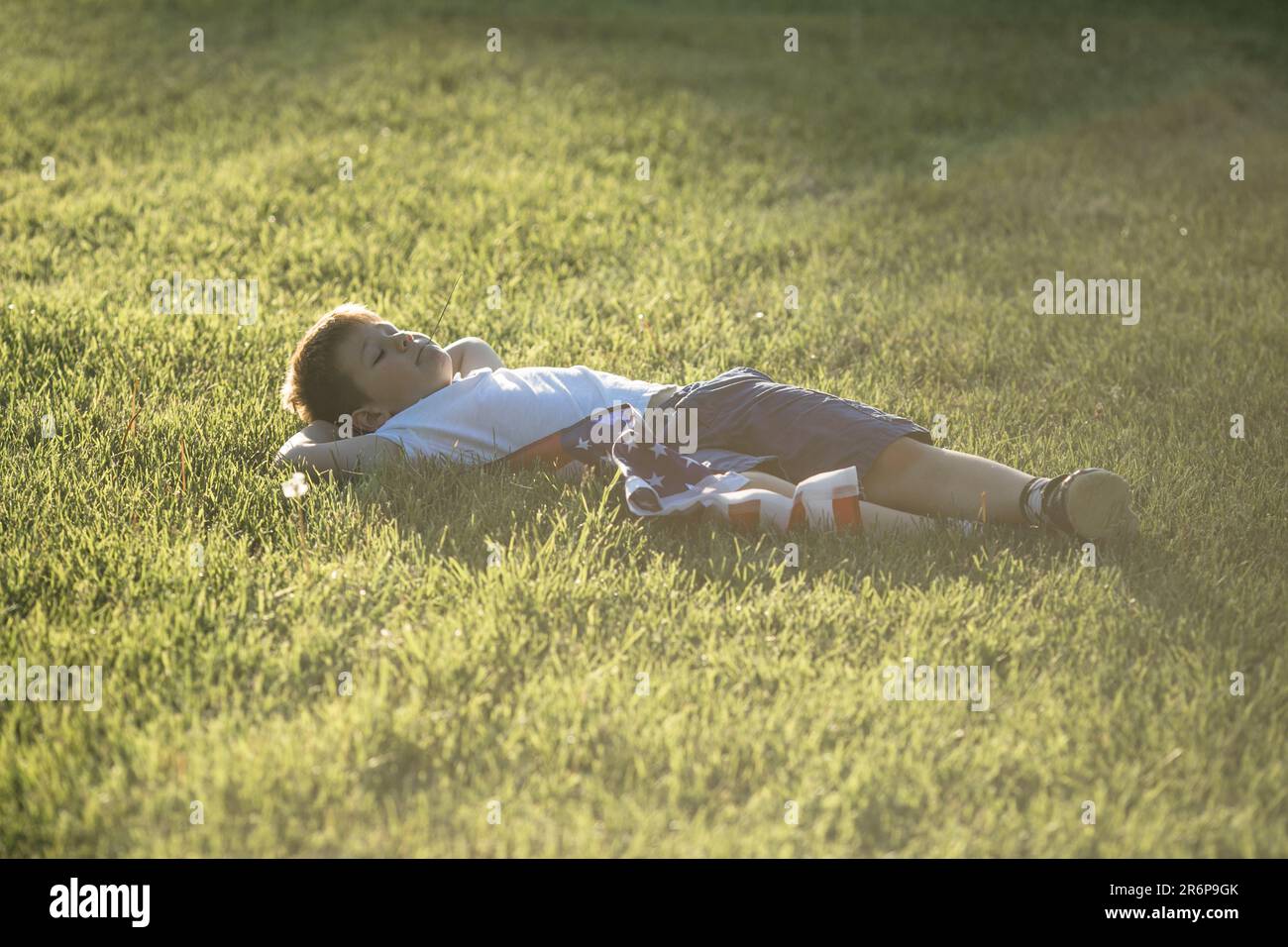 Kid boy celebrating of July, 4 Independence Day of USA . Child running ...