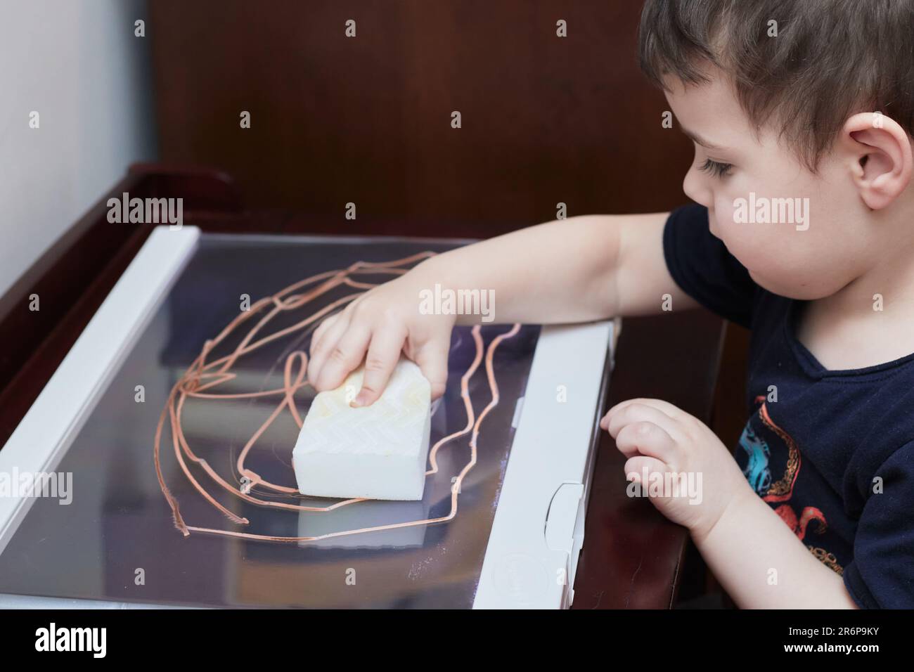 Adorable kid boy drawing marker hi-res stock photography and images - Alamy