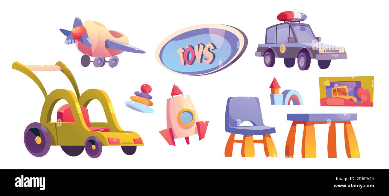 Car in toy store game icon cartoon illustration. Isolated baby shop ...