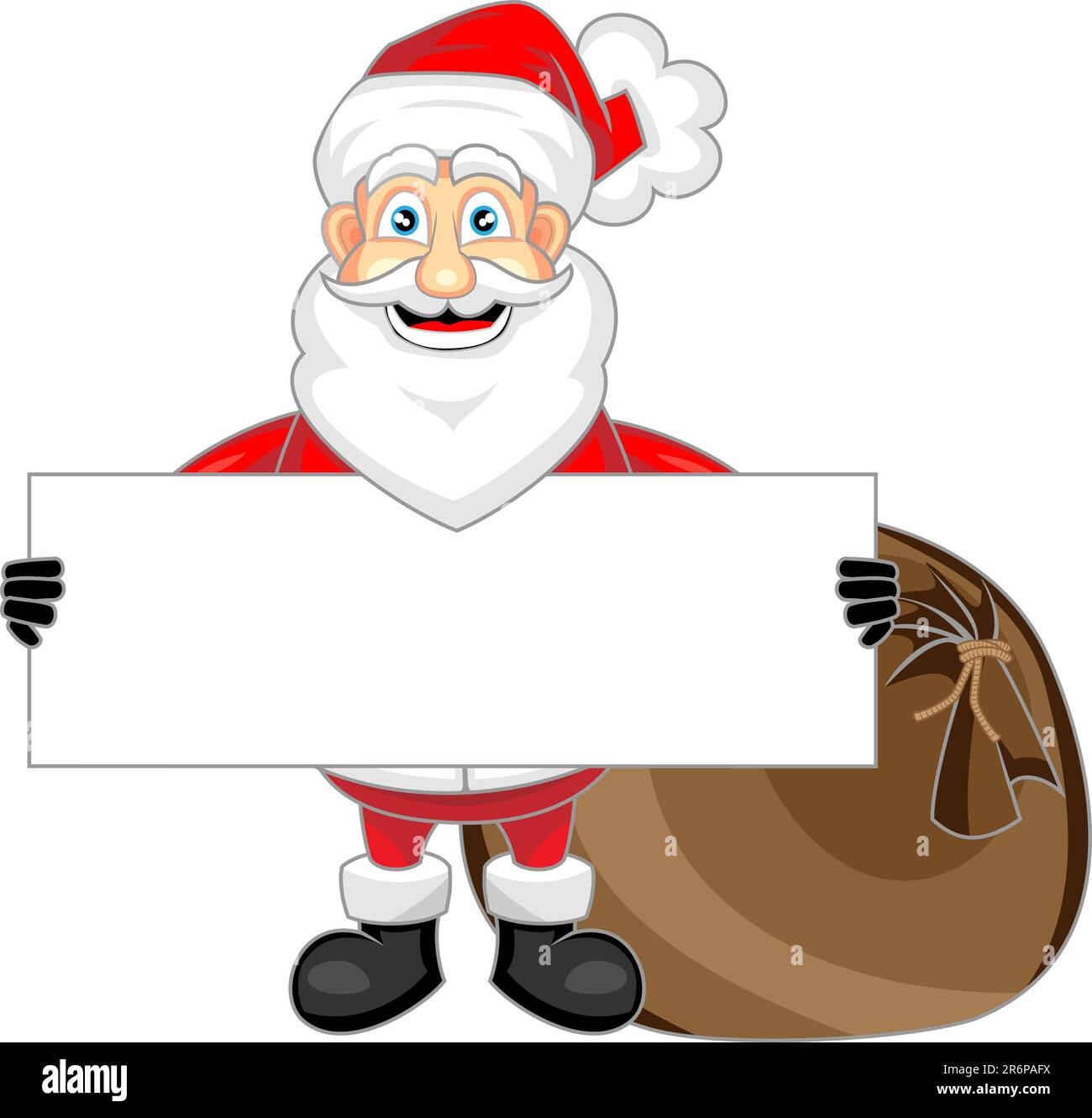 vector illustration of cute happy looking santa claus holding a blank ...