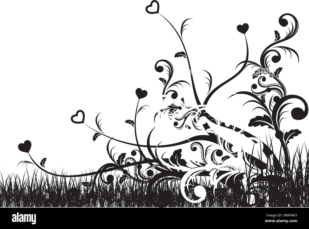 artistic background with folliage and hearts symbol, vector file very ...