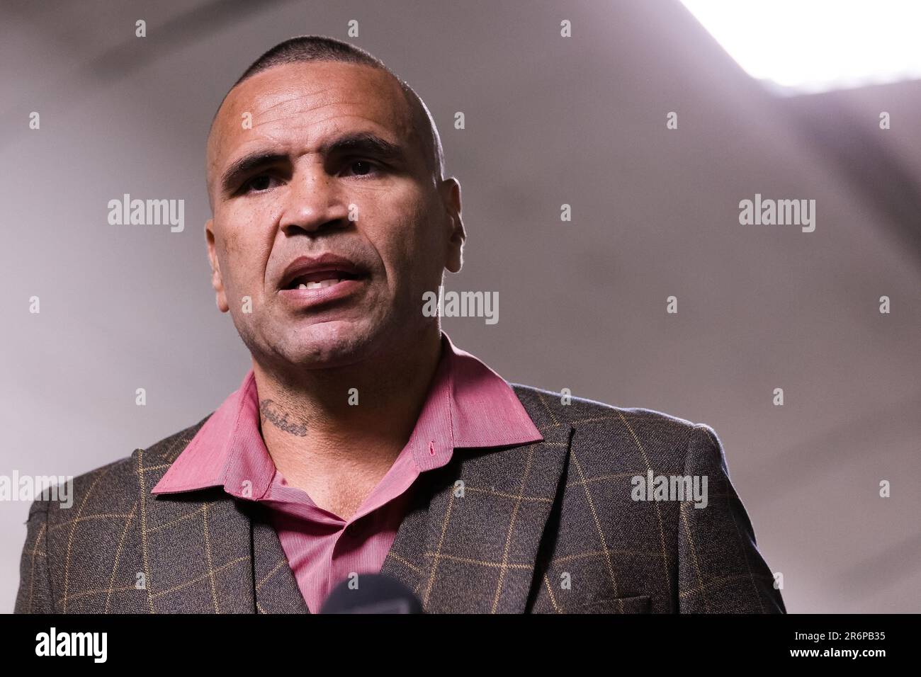 MELBOURNE, AUSTRALIA - DECEMBER 18: Anthony Mundine speaks to the press ...