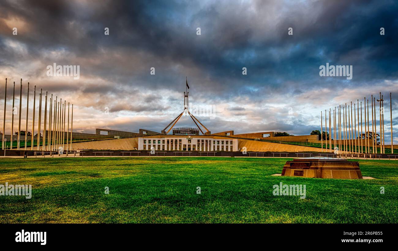 Canberra parliament sunset sunrise hi-res stock photography and images - Alamy