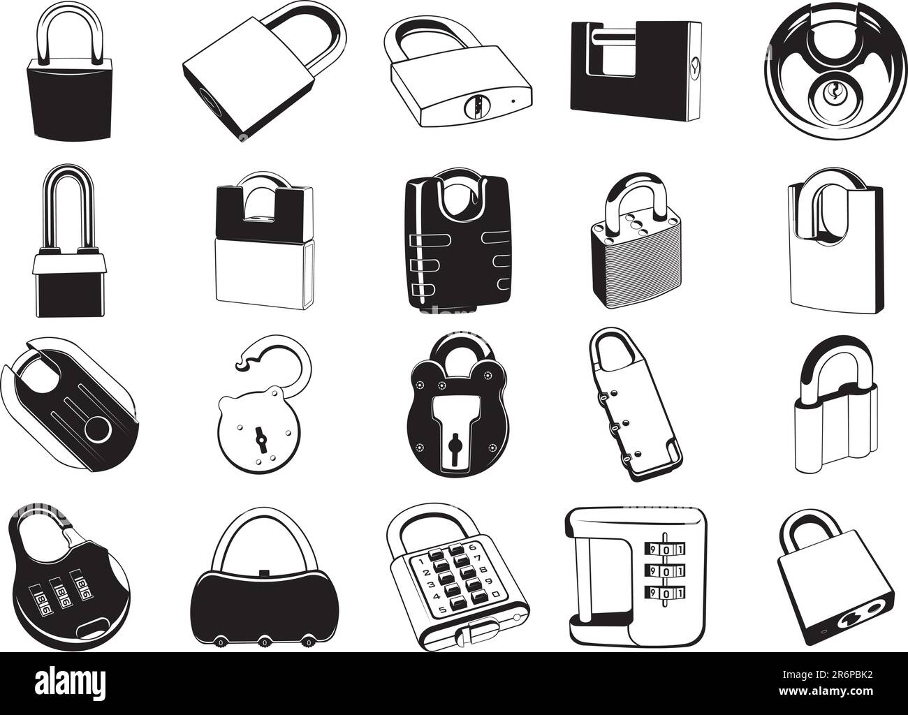 Collection of smooth vector EPS illustrations of various keys and locks ...