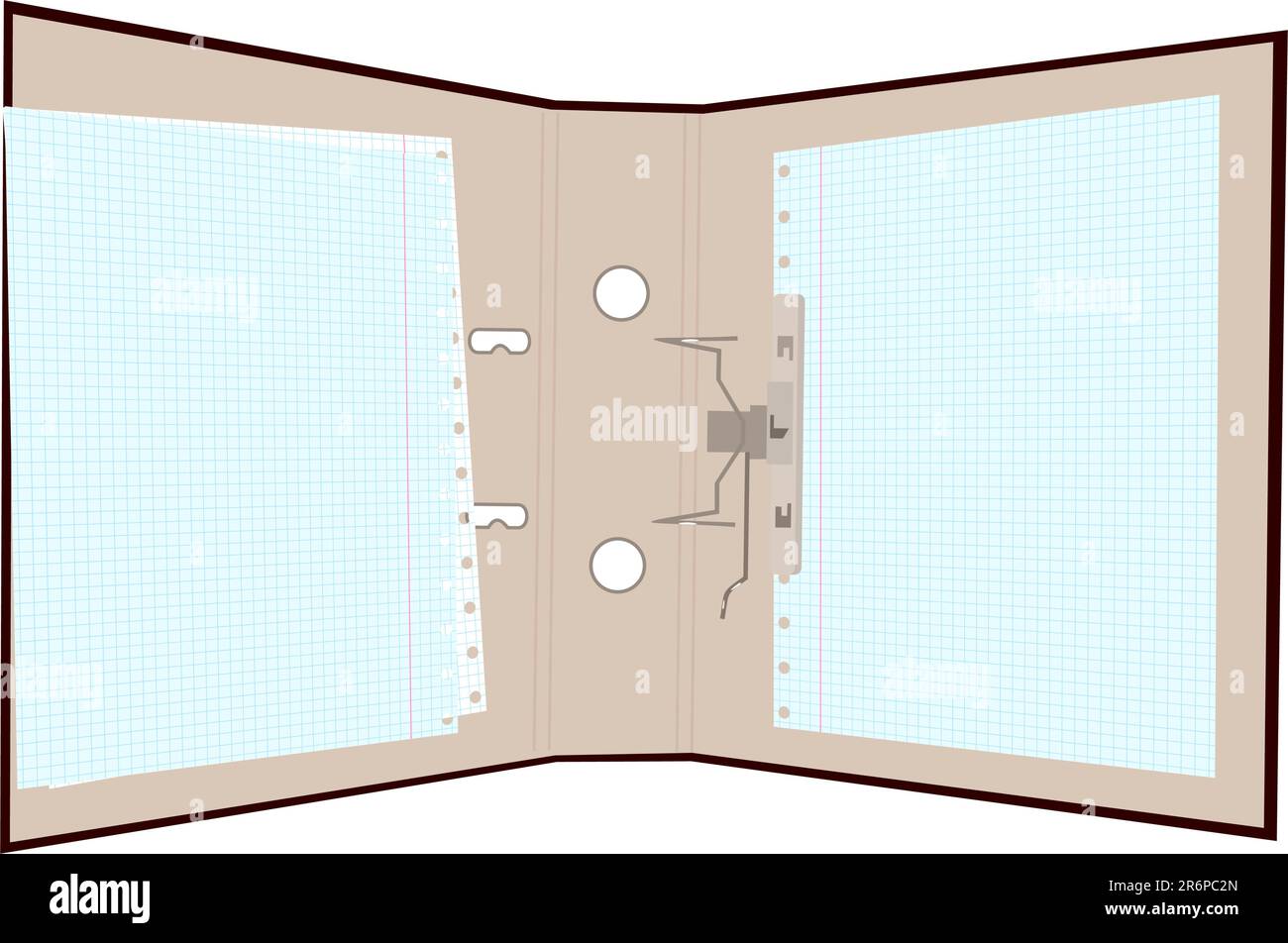 Realistic illustration of open folder with page in cage. Isolated on ...