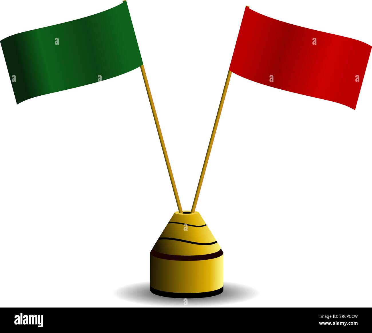 Realistic illustration the two flags red and green colors isolated on ...