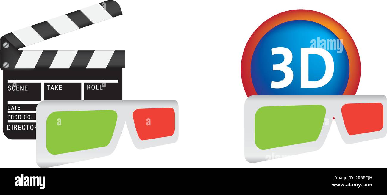 3d movie icon set illustration set on white Stock Vector Image & Art - Alamy