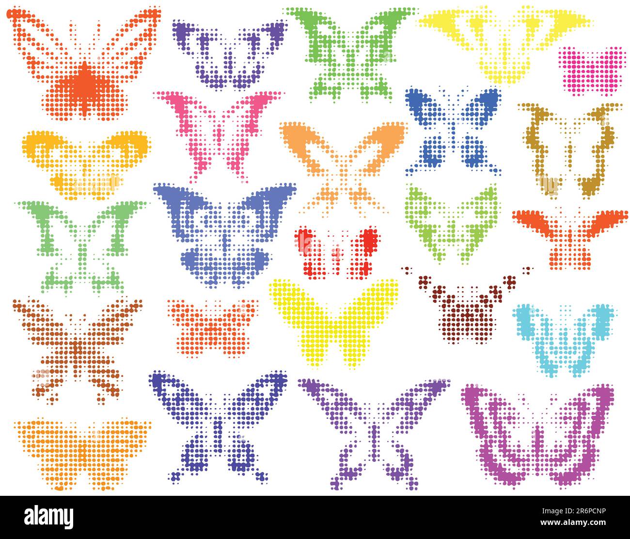 Set of editable vector halftone butterfly designs Stock Vector Image ...