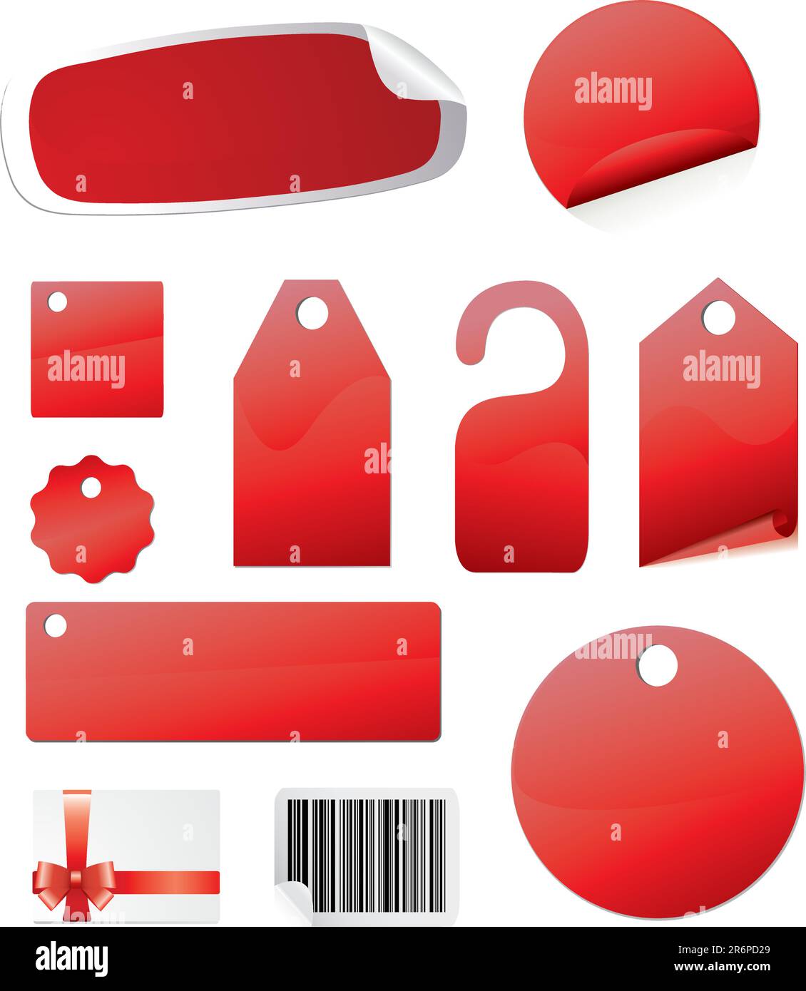 Set of blank stickers and tags isolated on white vector illustration ...