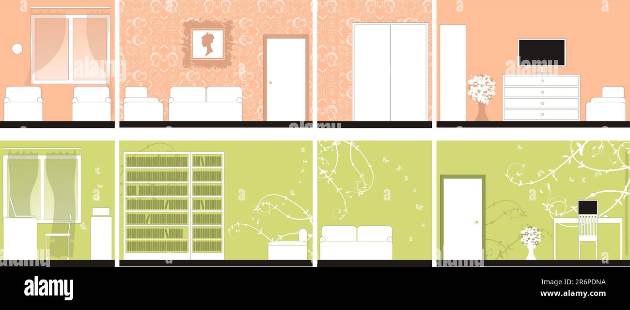 Interior room white walls Stock Vector Images - Alamy