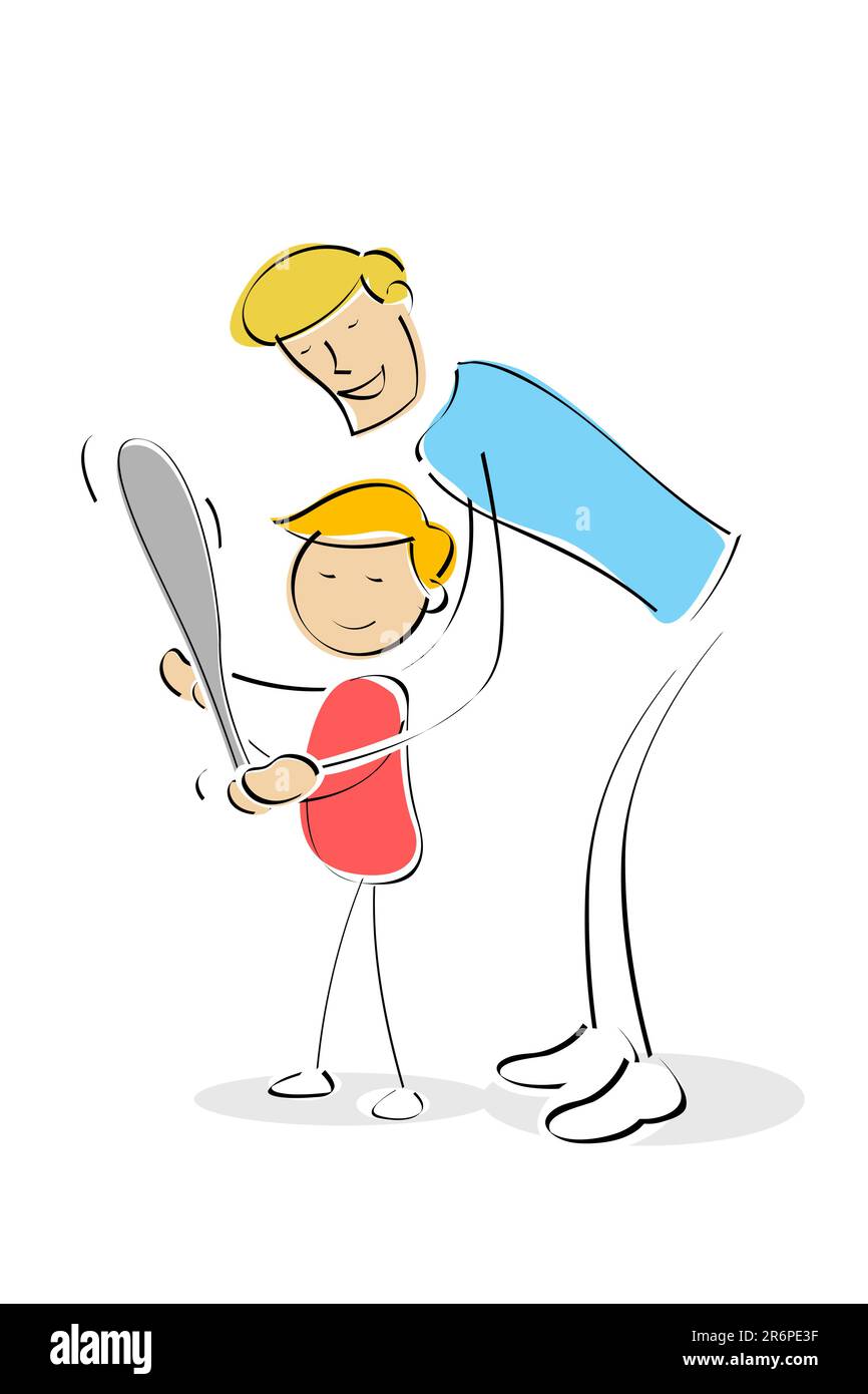 Father son together teaching Stock Vector Images - Alamy