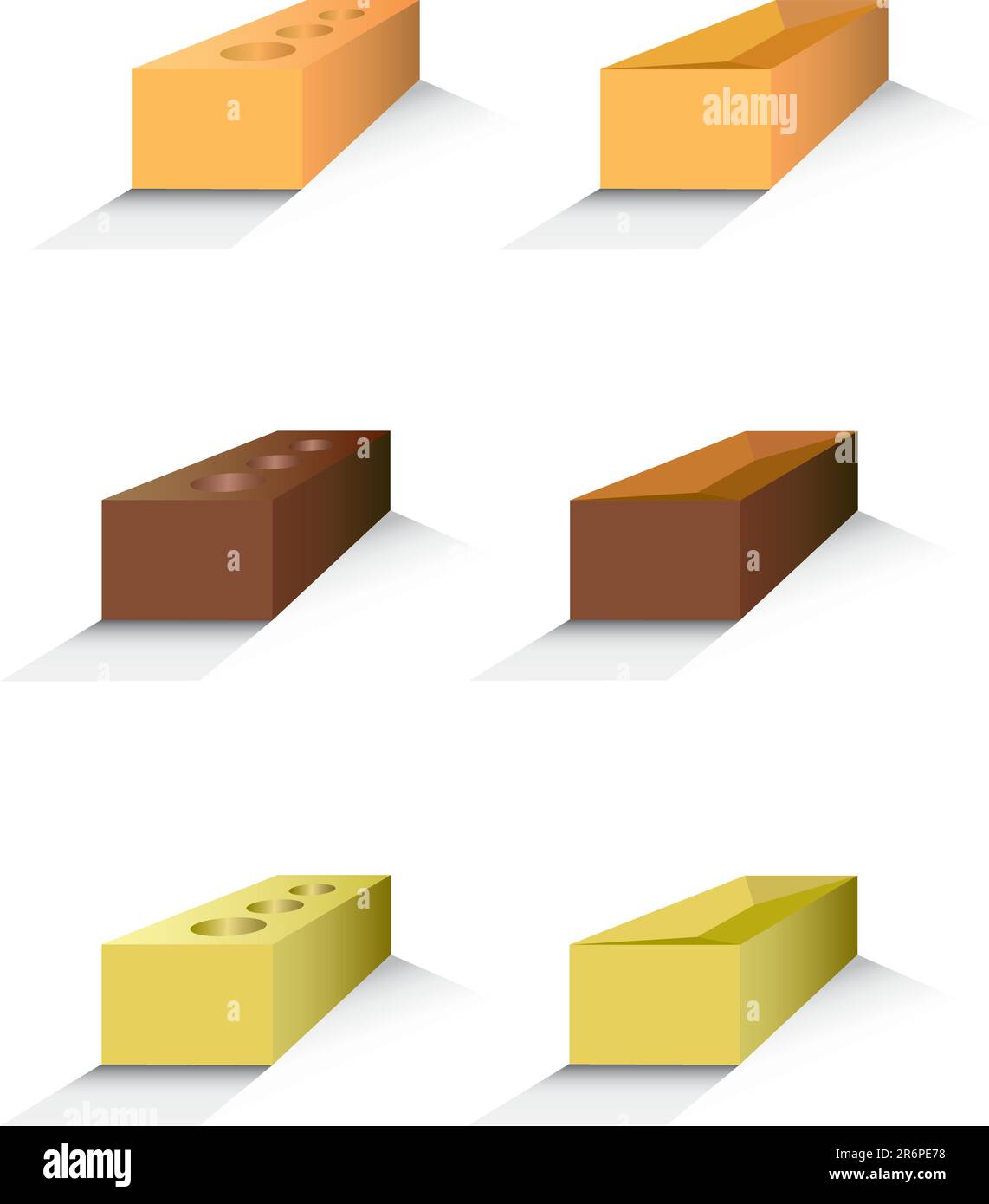 A selection of standard building and air bricks in a selection of ...