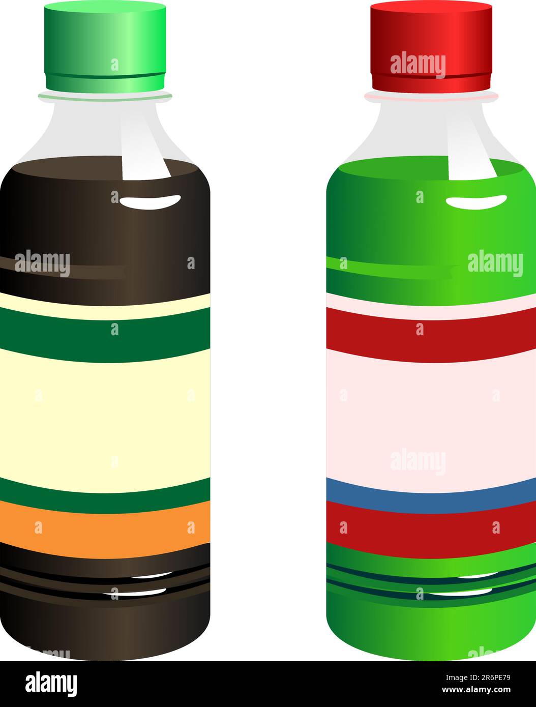 Illustration set of two bottle with label isolated on white background ...