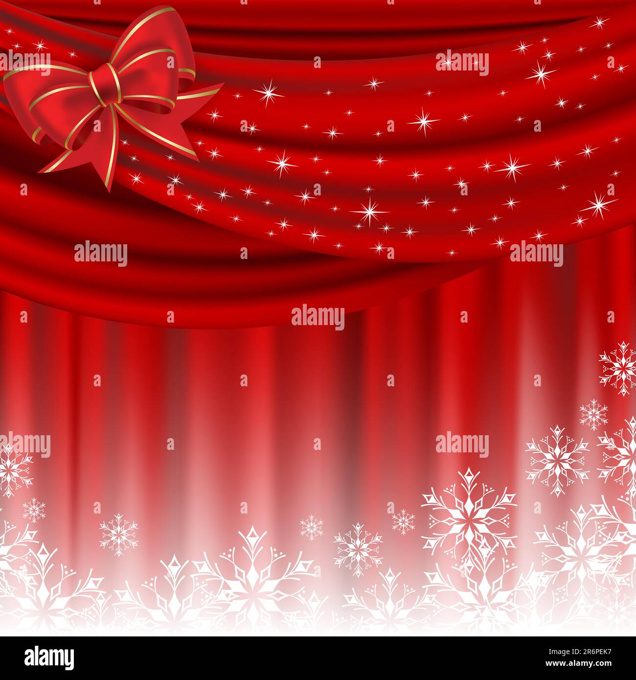 Christmas background with red curtain and bow Stock Vector Image & Art ...