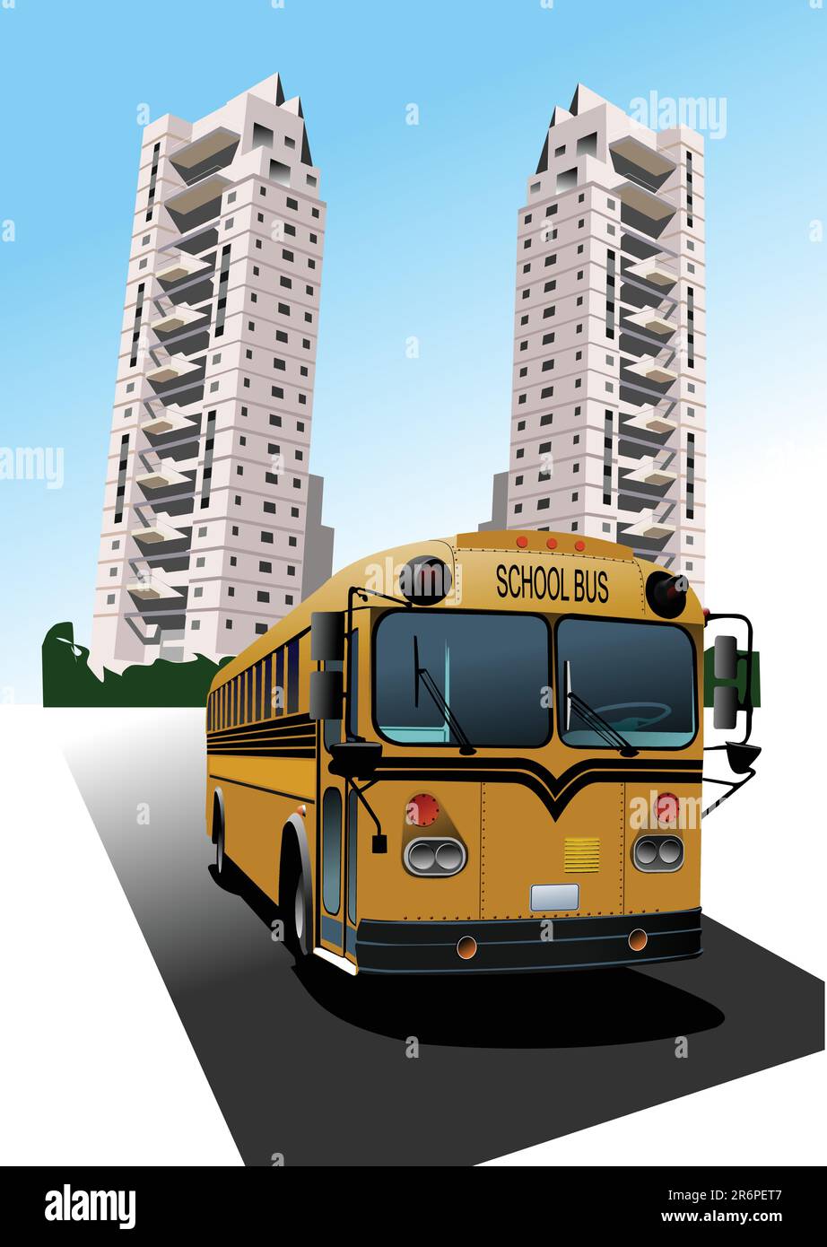 Dormitory and school bus. Vector illustration Stock Vector Image & Art ...