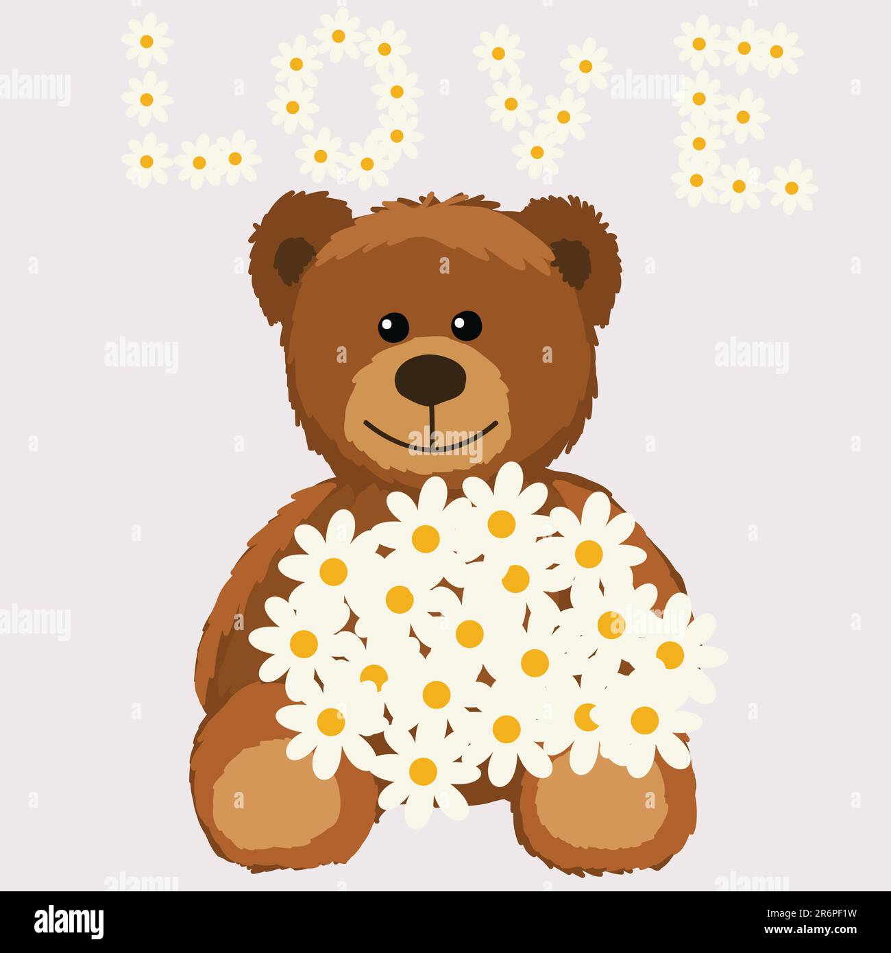 funny bear with flower Cute little Teddy bear with a bouquet Stock ...