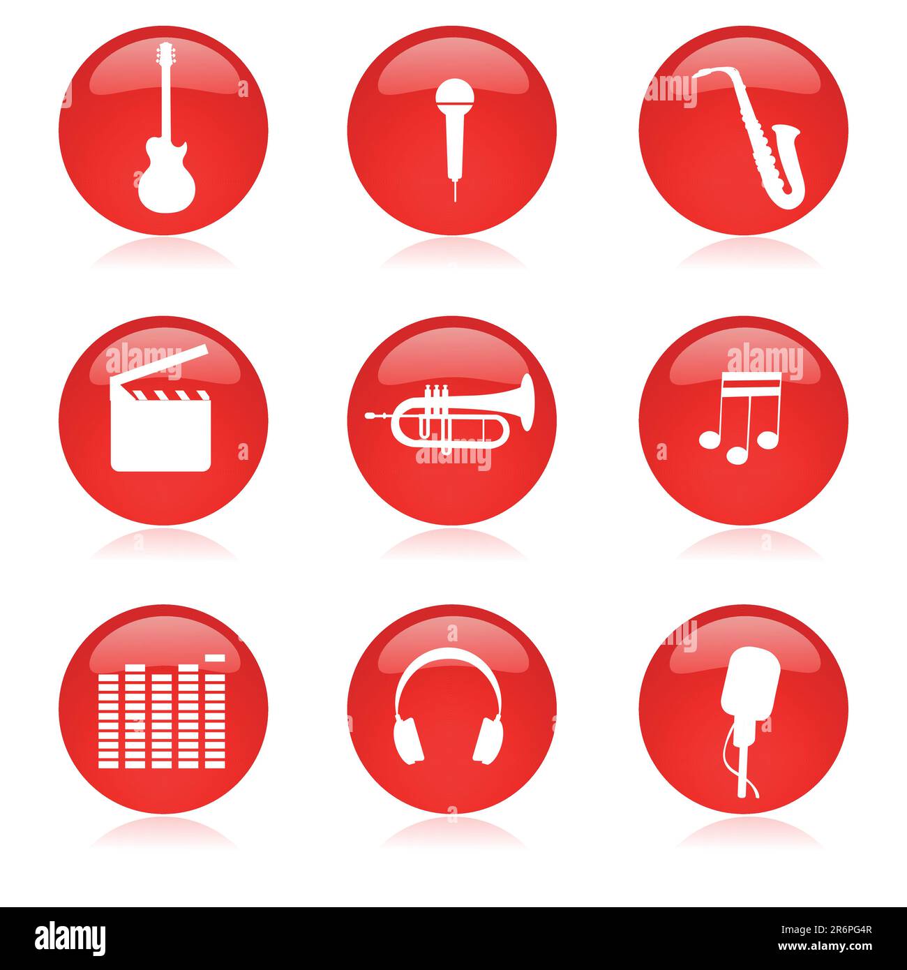 illustration of music icon set on isolated background Stock Vector ...