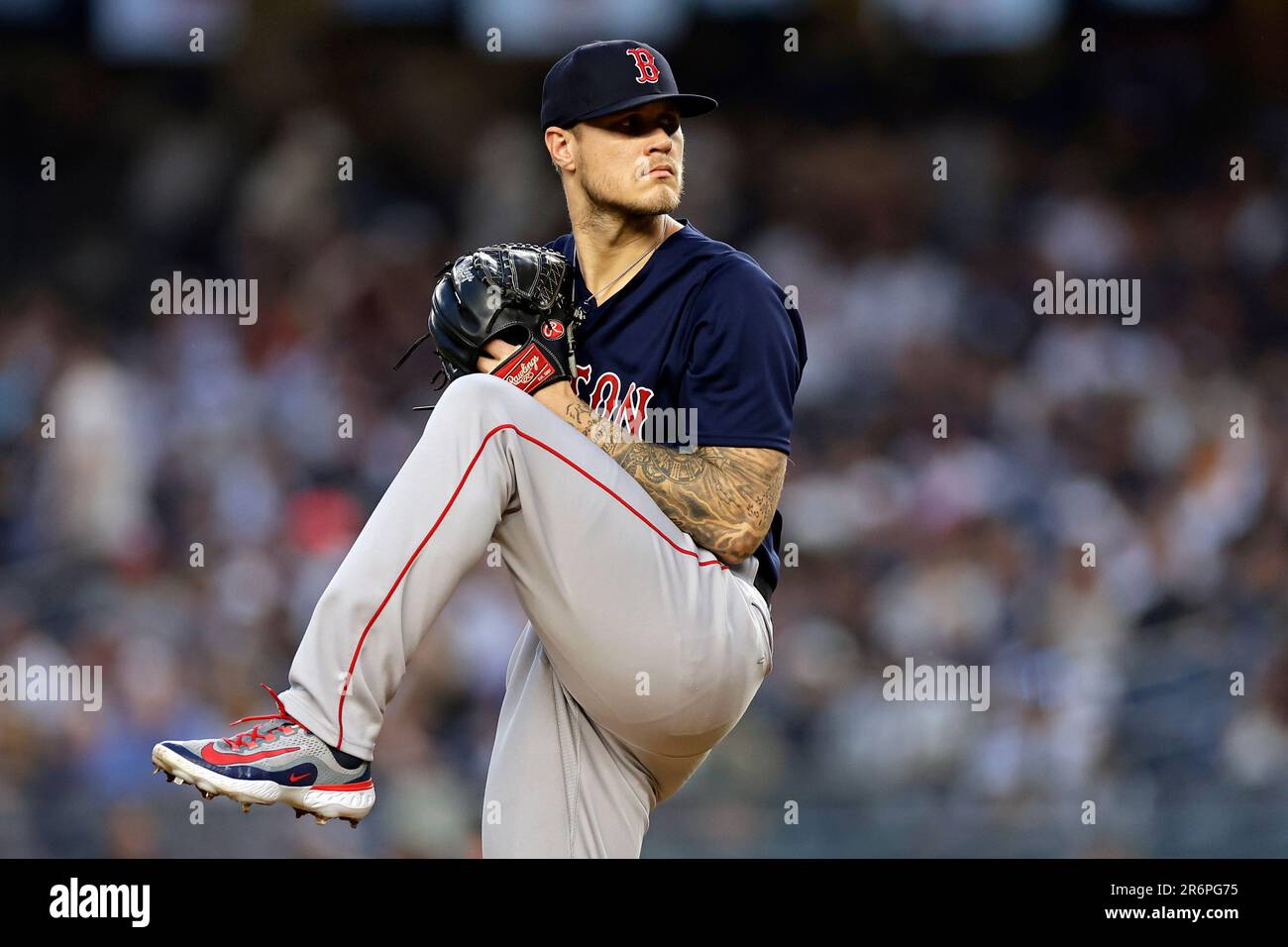 Boston Red Sox pitcher Tanner Houck throws against the New York Yankees ...