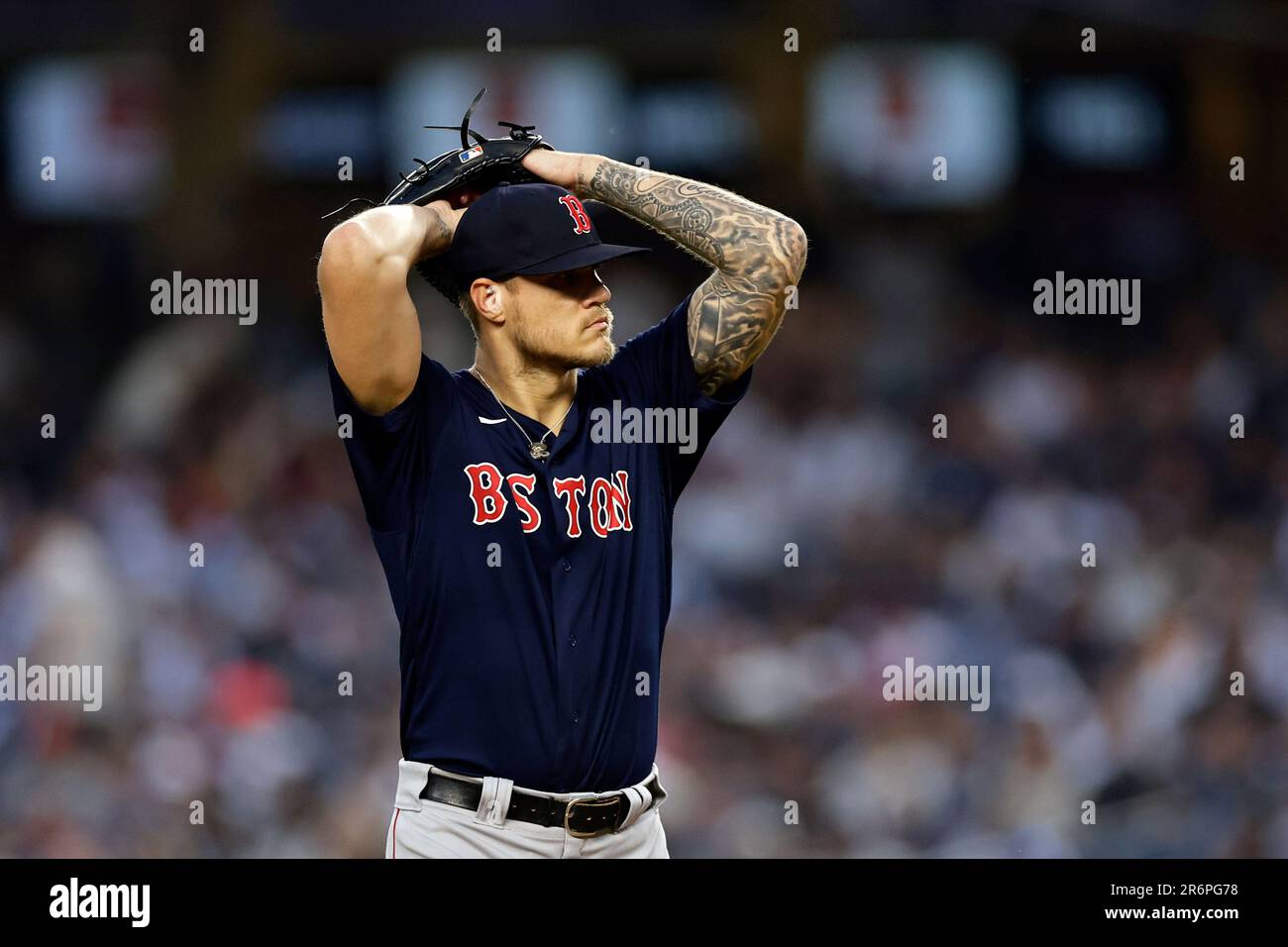 Boston Red Sox pitcher Tanner Houck throws against the New York Yankees ...