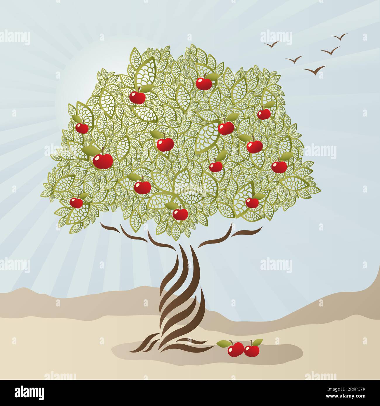 Single stylized apple tree vector illustration Stock Vector Image & Art ...