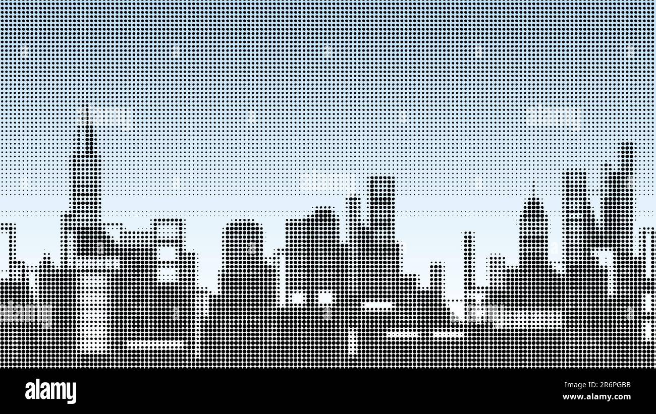 Halftone vector illustration of a city skyline Stock Vector Image & Art ...