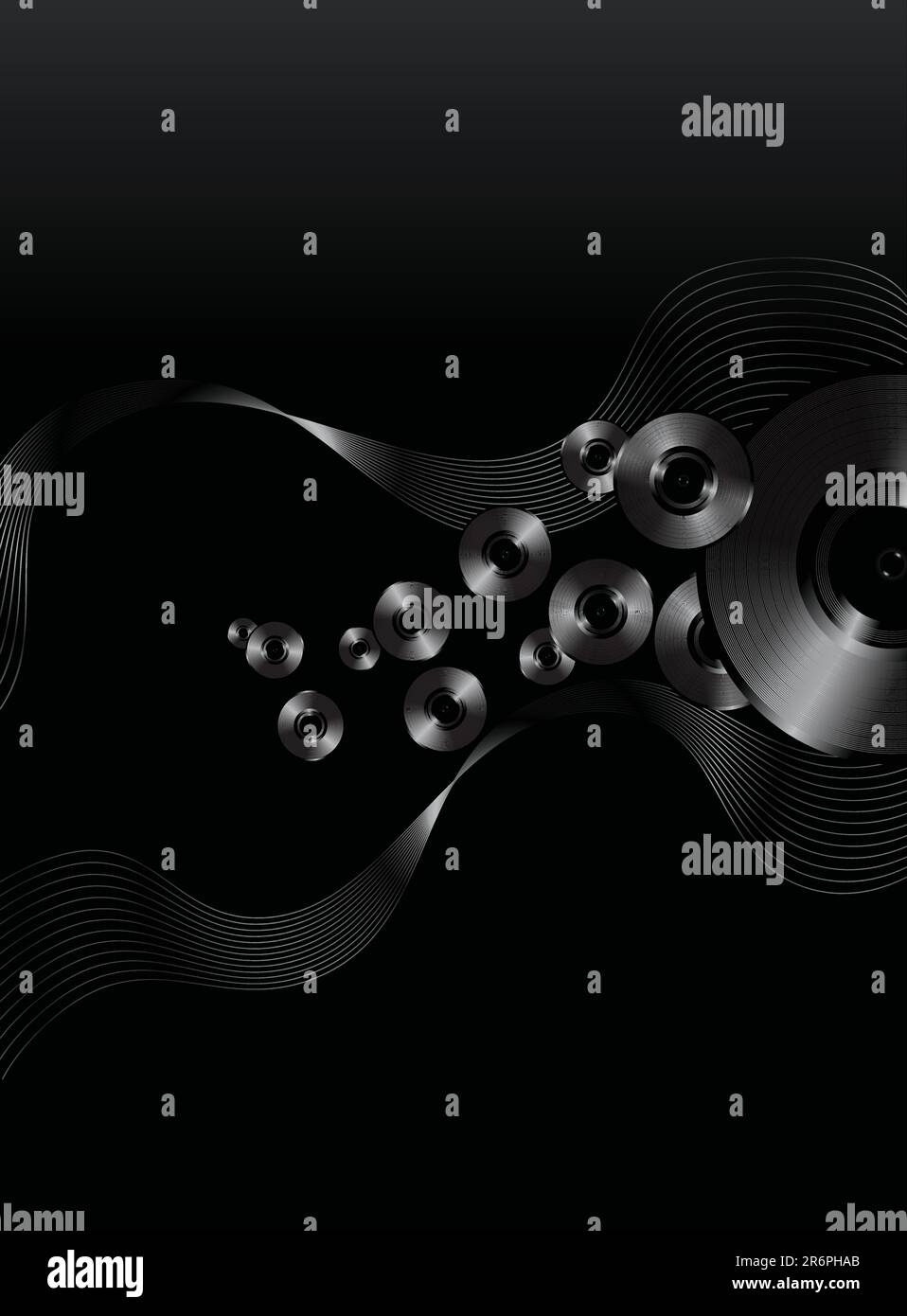 Background illustration of black vinyl discs and waves Stock Vector ...