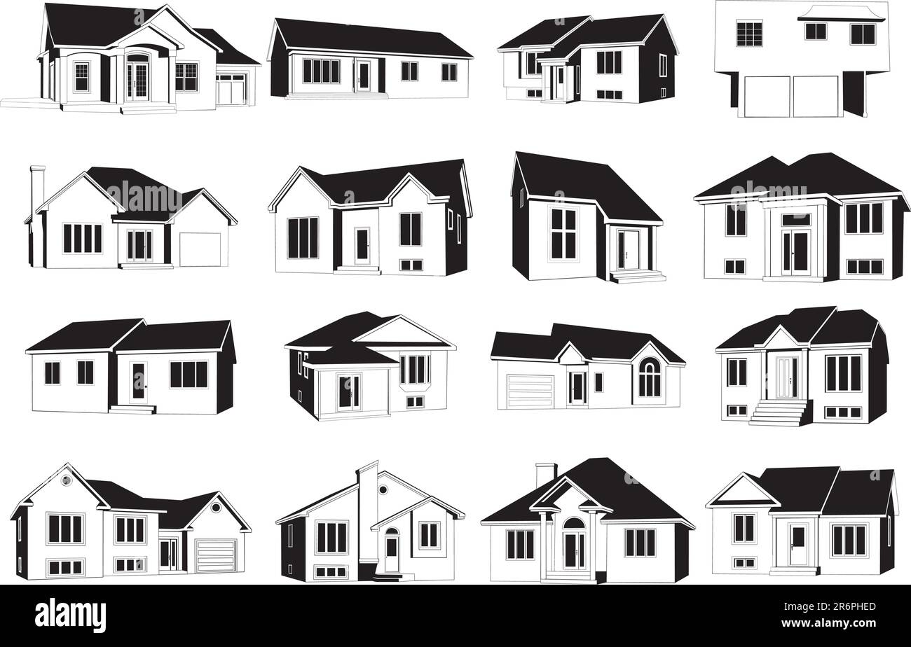 Collection of smooth vector EPS illustrations of various houses Stock ...
