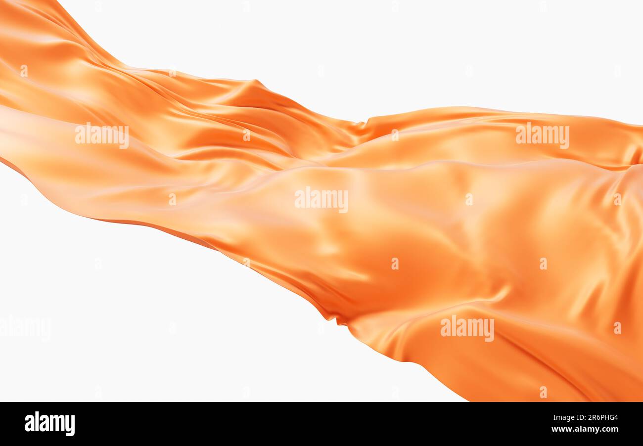 Flowing orange cloth background, 3d rendering. Digital drawing Stock ...