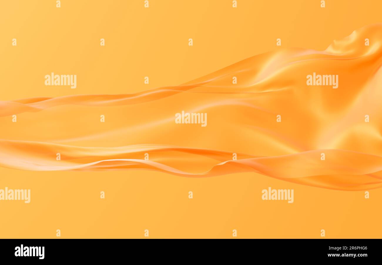 Flowing orange cloth background, 3d rendering. Digital drawing Stock ...