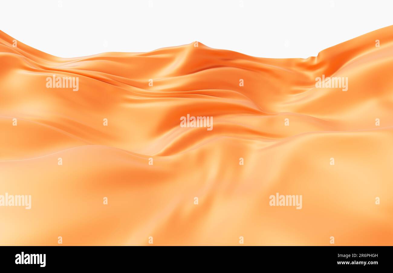 Flowing orange cloth background, 3d rendering. Digital drawing Stock ...