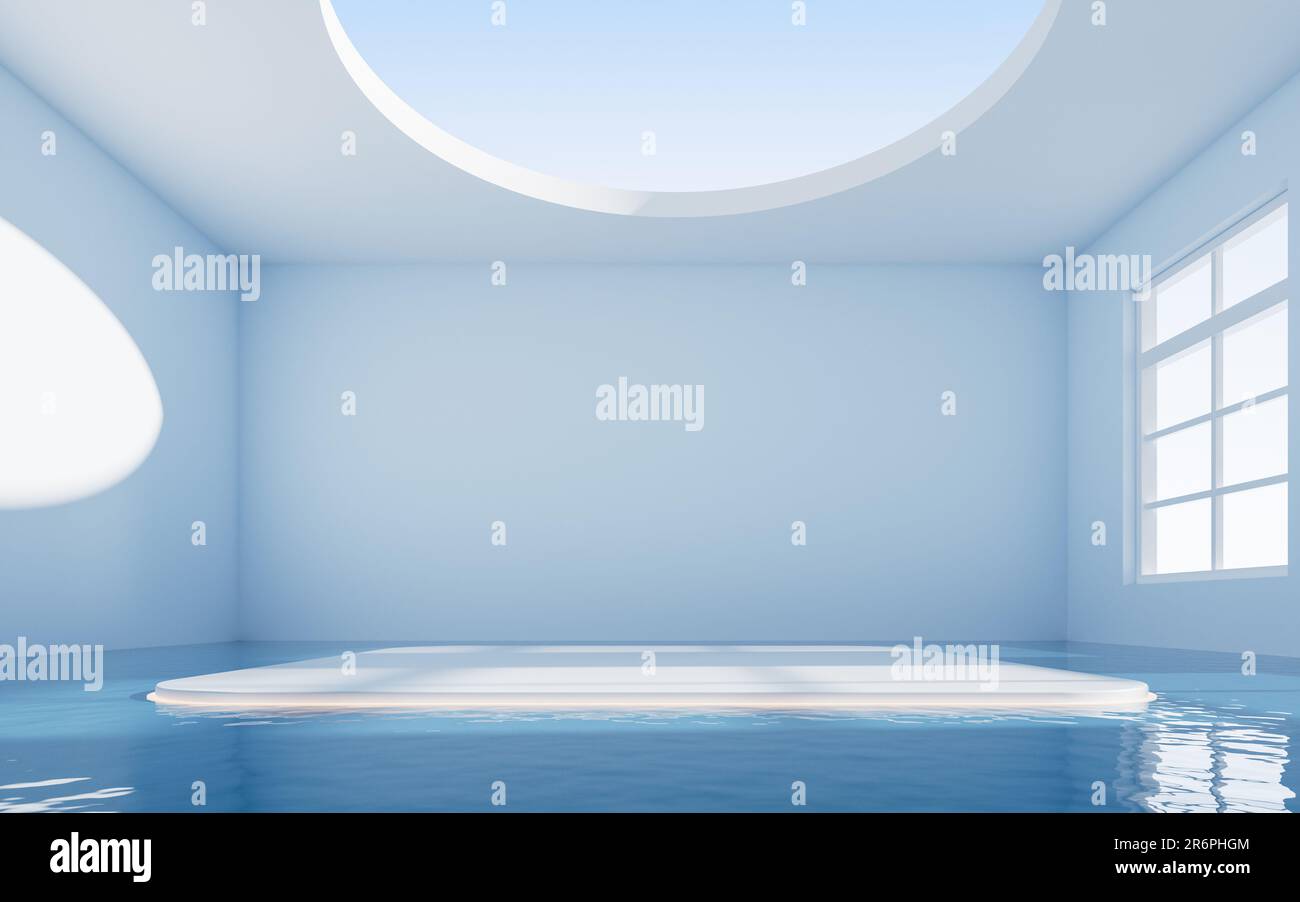 Empty room with water inside, 3d rendering. Digital drawing Stock Photo ...