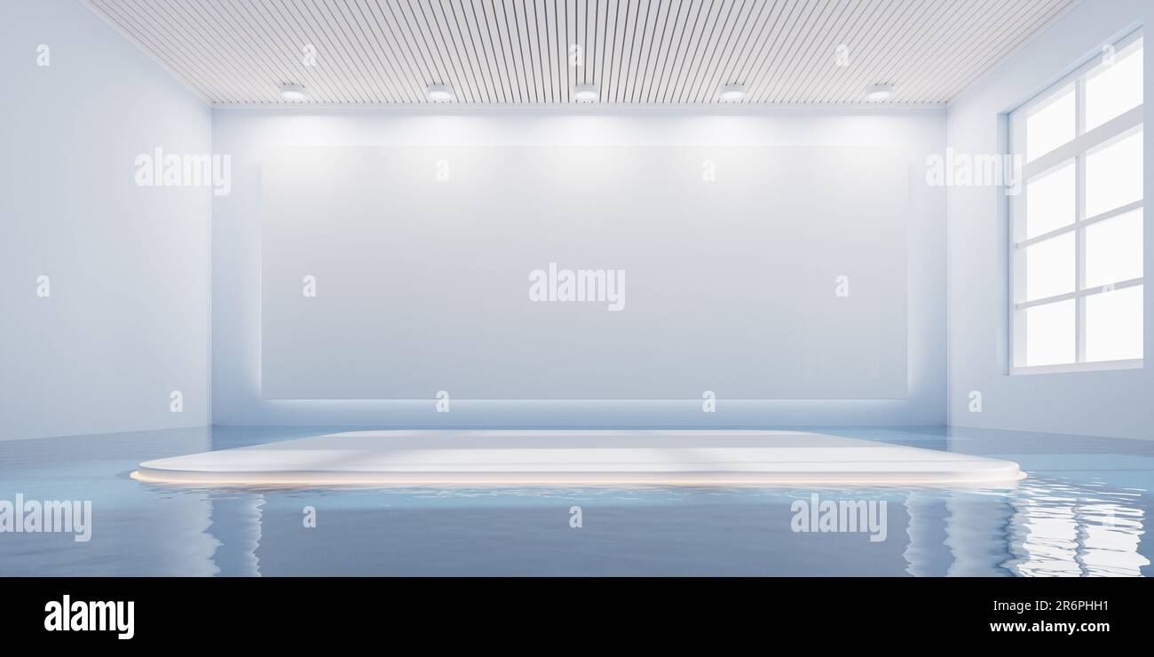 Empty room with water inside, 3d rendering. Digital drawing Stock Photo ...