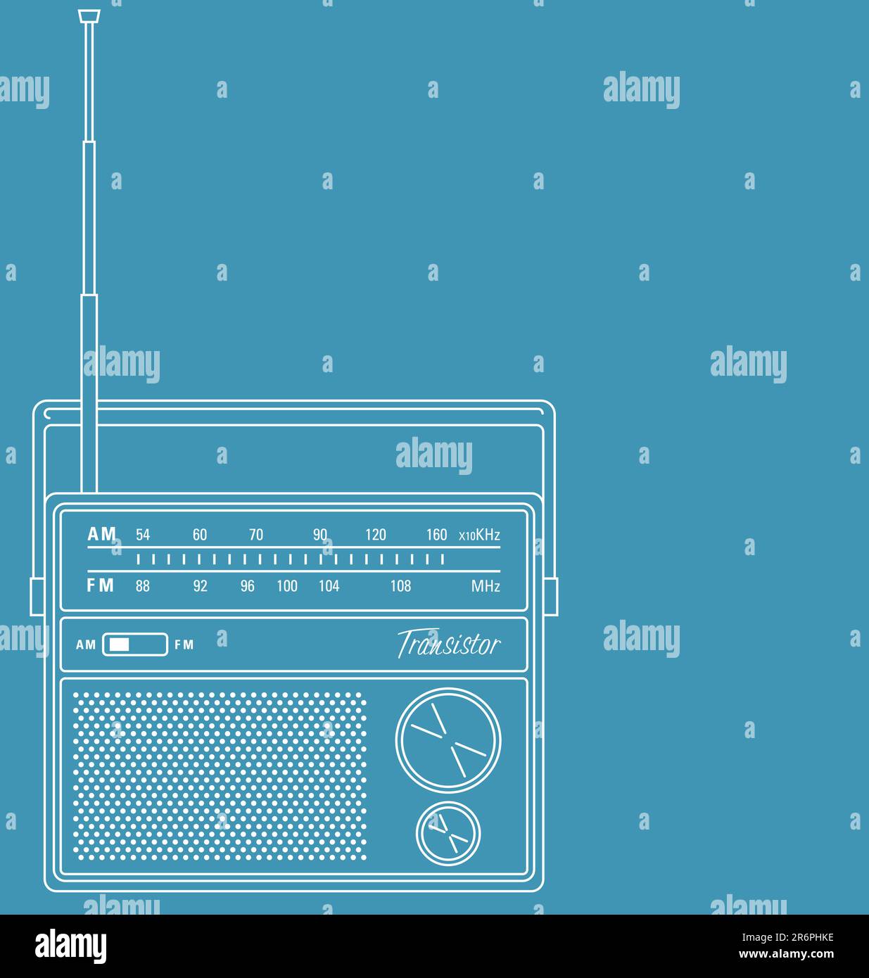 Vector line art illustration of a retro transistor radio Stock Vector ...