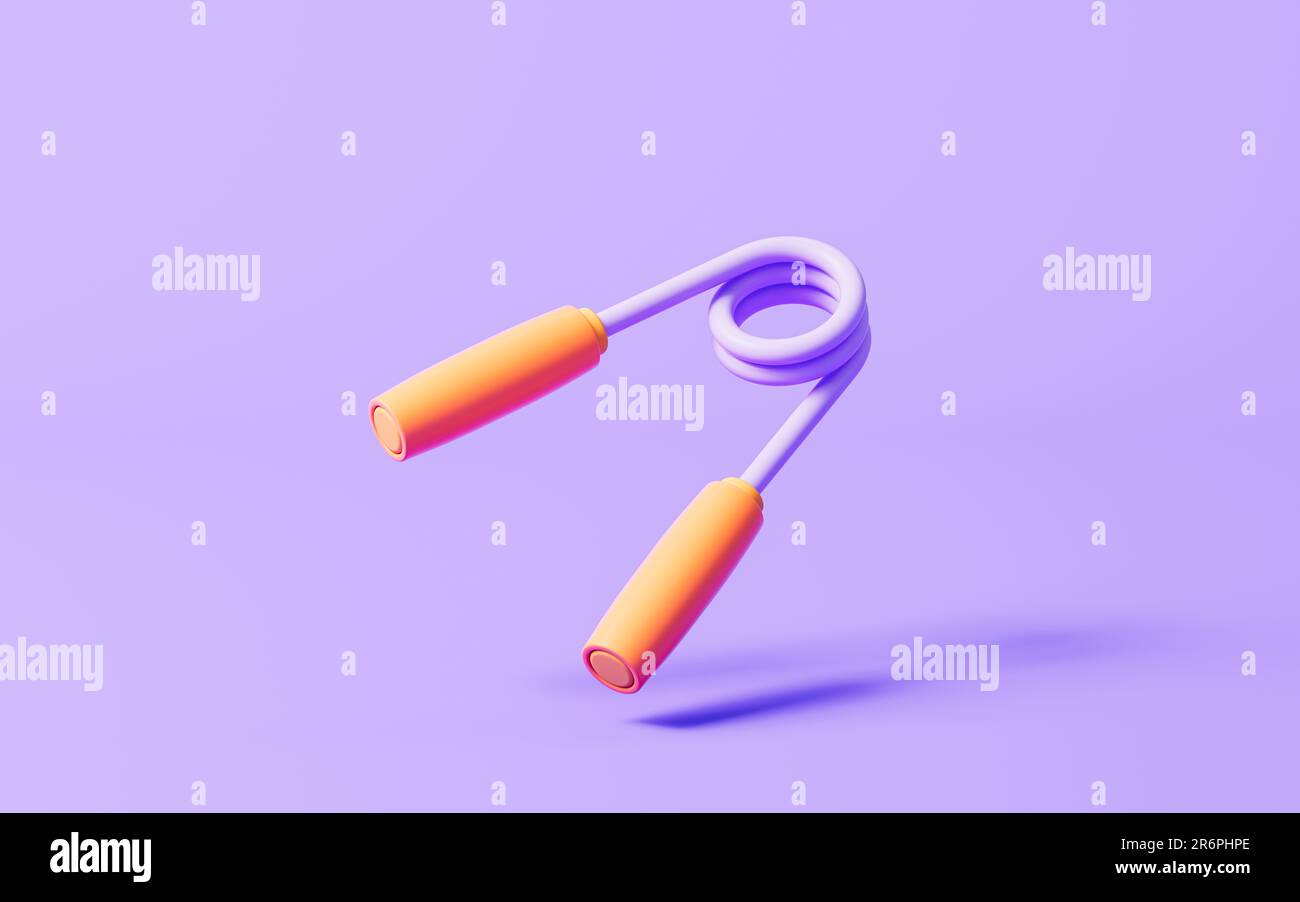 Rope skipping isolated on purple background, 3d rendering. Digital ...