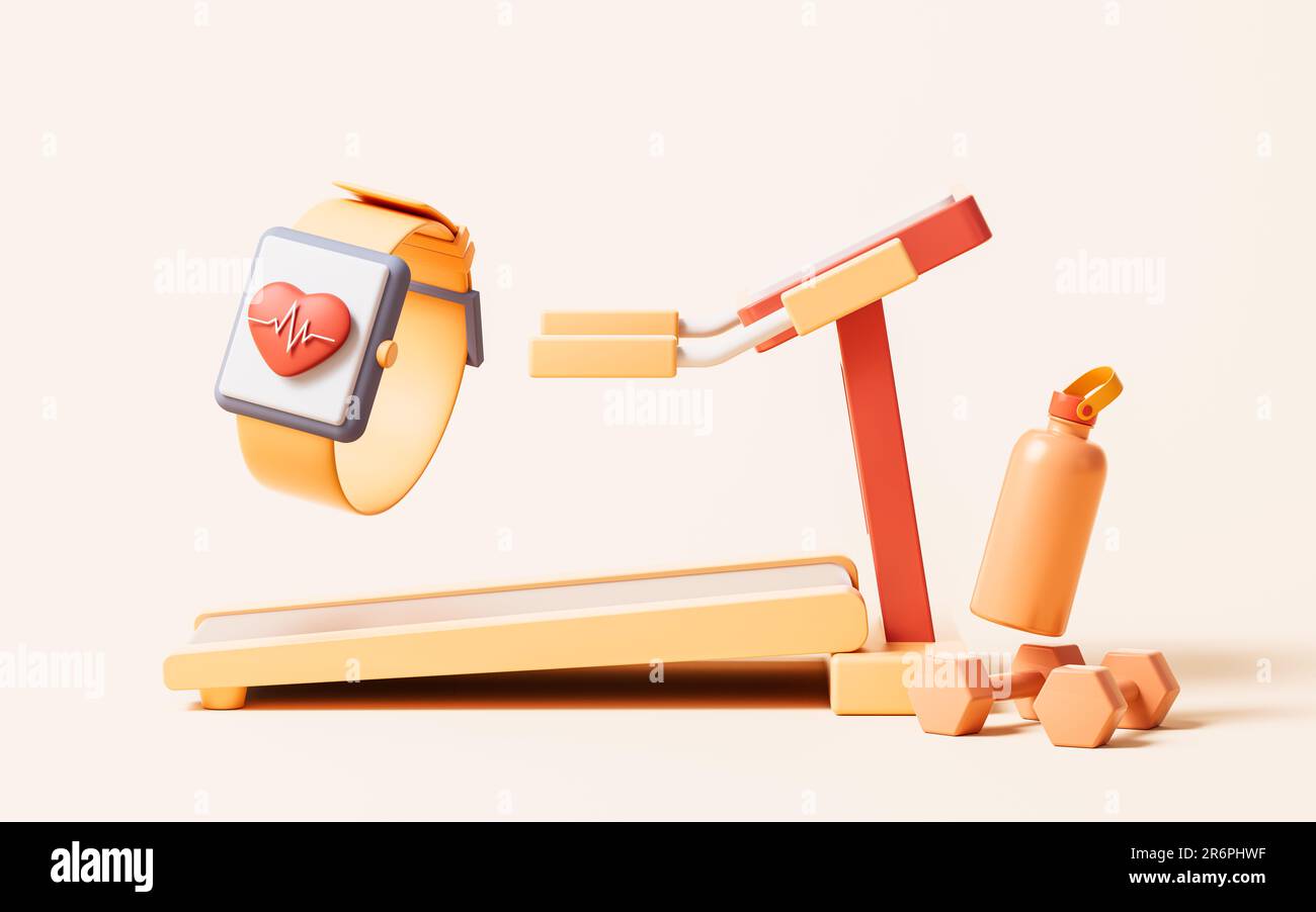 Running machine with cartoon style, 3d rendering. Digital drawing Stock ...