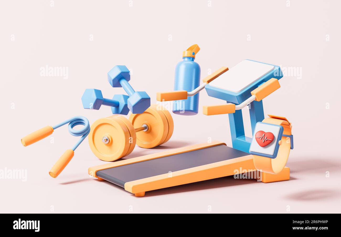 Running machine with cartoon style, 3d rendering. Digital drawing Stock ...