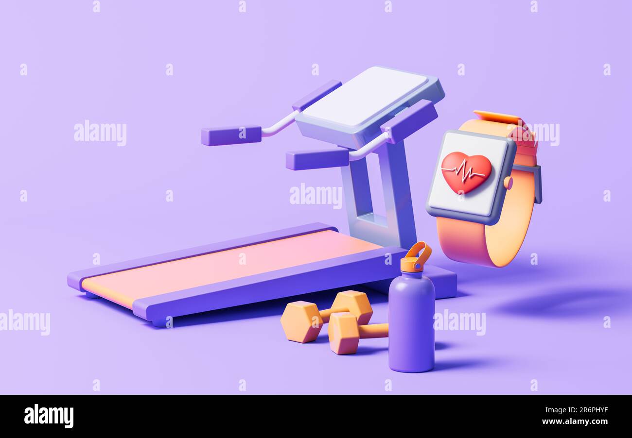 Running machine with cartoon style, 3d rendering. Digital drawing Stock ...