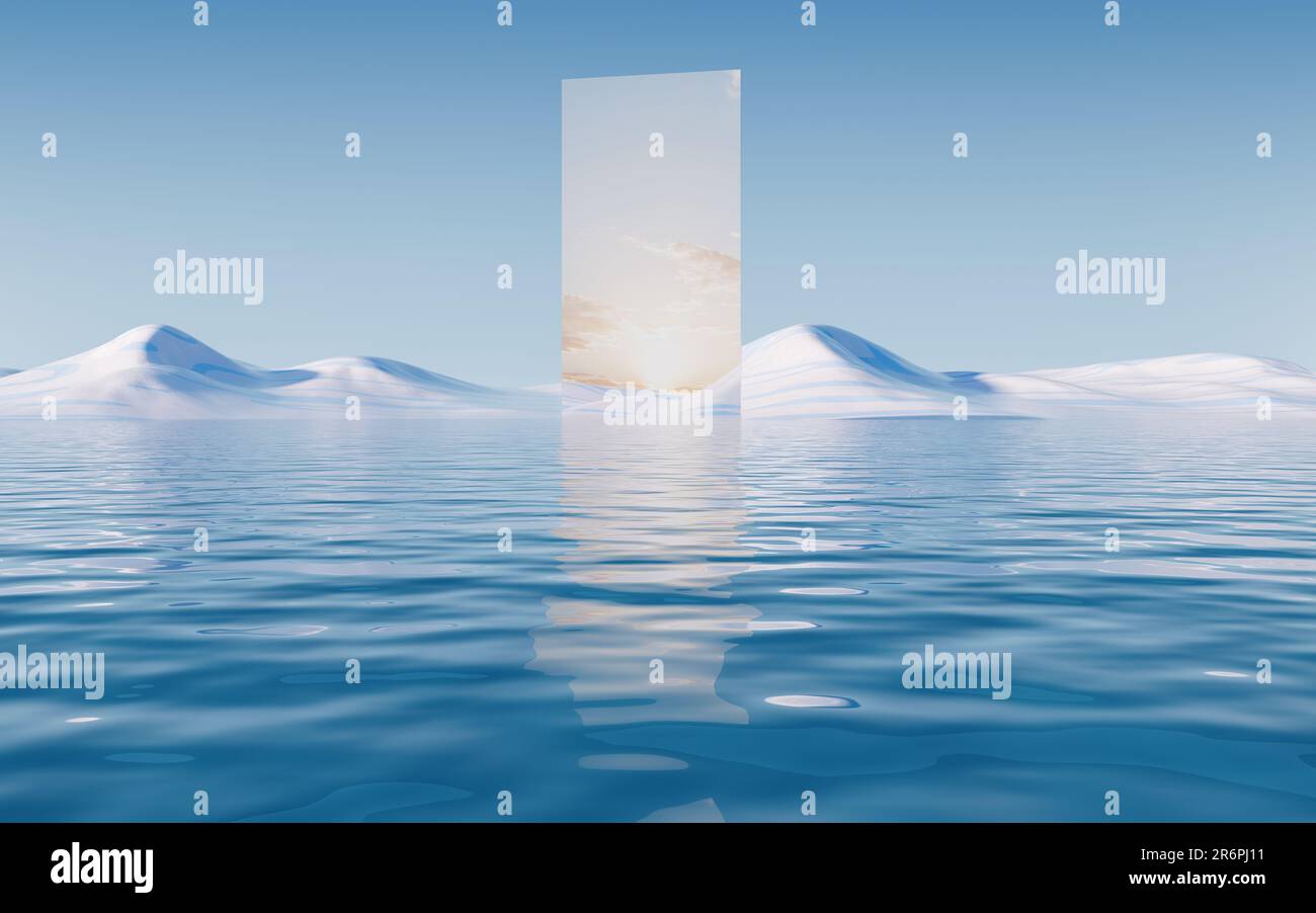 Lake and water surface background, 3d rendering. Digital drawing Stock ...