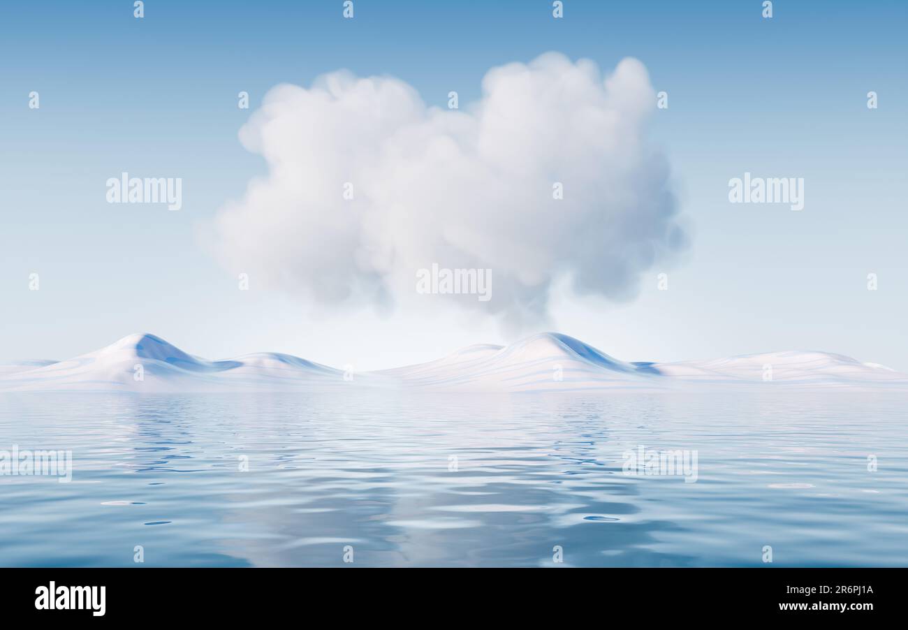 Lake and water surface background, 3d rendering. Digital drawing Stock ...