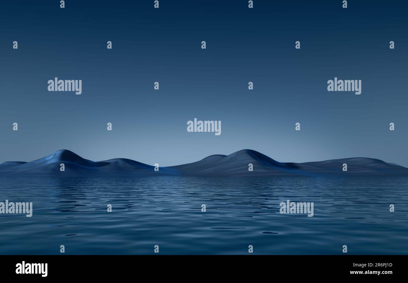 Lake and water surface background, 3d rendering. Digital drawing Stock ...