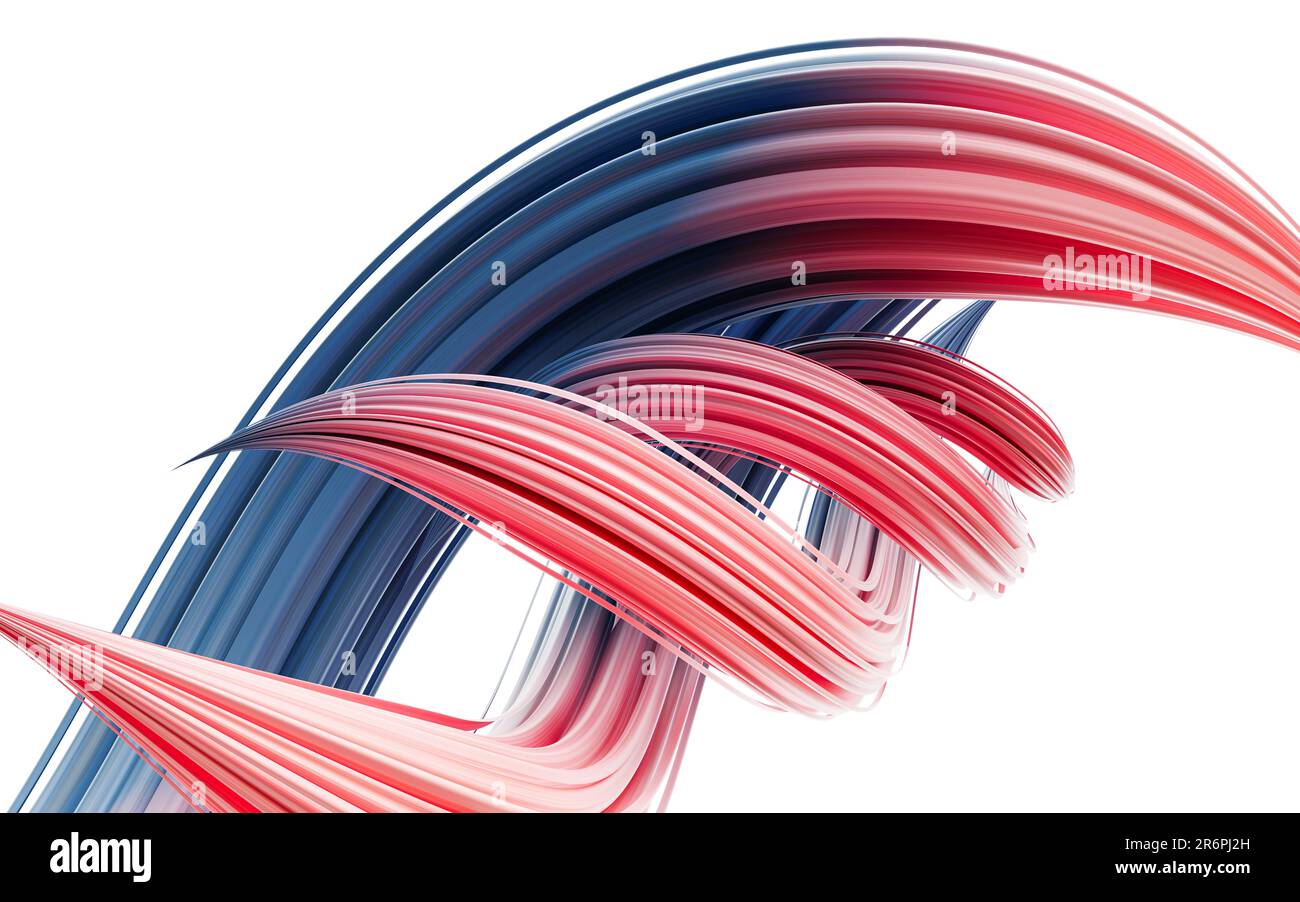 Flowing and twist geometry lines, 3d rendering. Digital drawing Stock ...