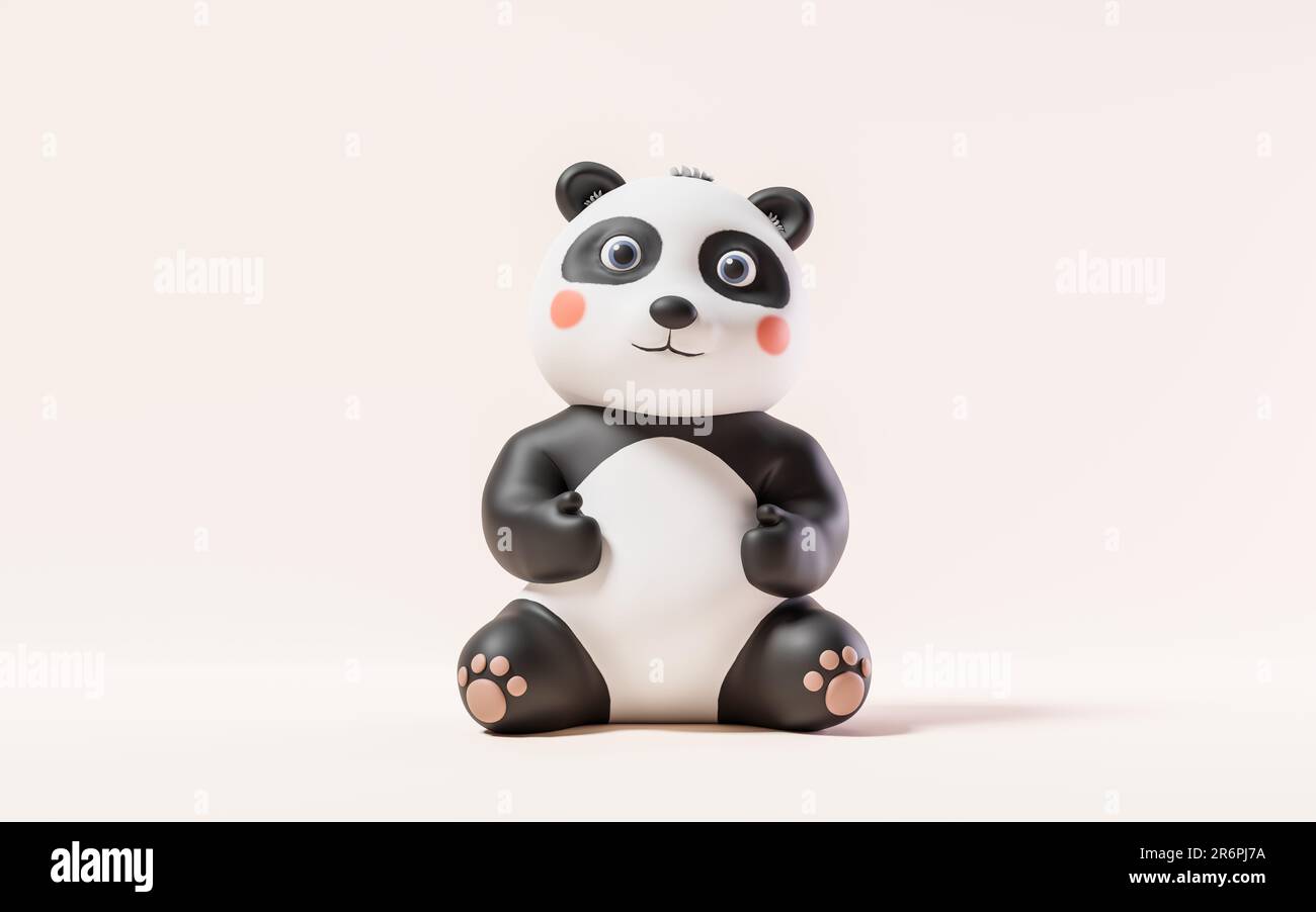 Panda with cartoon style, 3d rendering. Digital drawing Stock Photo - Alamy