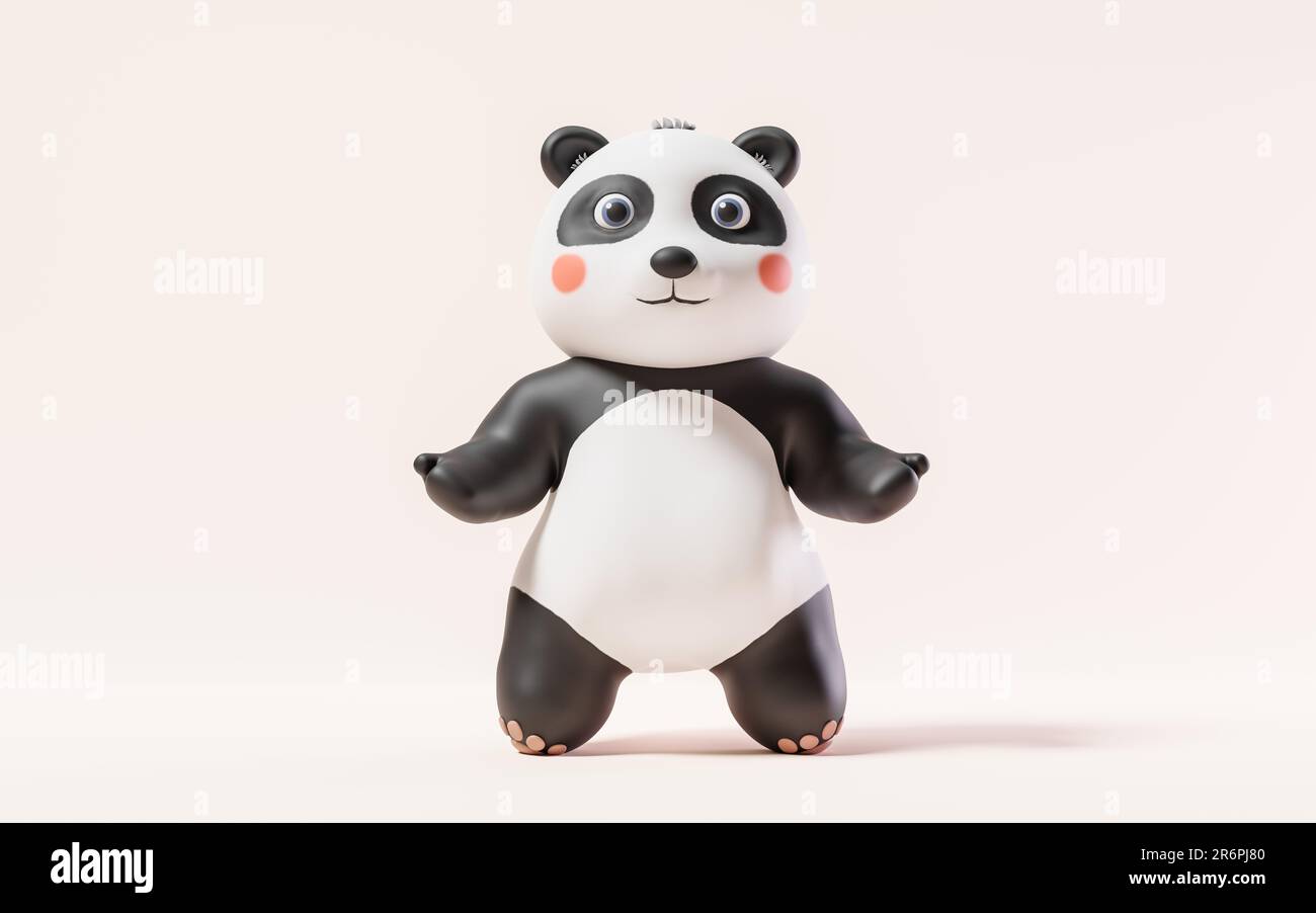 Panda with cartoon style, 3d rendering. Digital drawing Stock Photo - Alamy